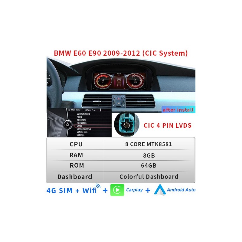 Radio Navegador Android para BMW E60, E61, E62, E90, E91, E92 Procesador 8 núcleos Elección MTK ...