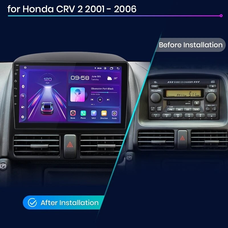 Radio Navegador Android para Honda CR V, CRV 2 (2001 - 2006) Seleccionado V1 Plus(6GB 128GB)3D