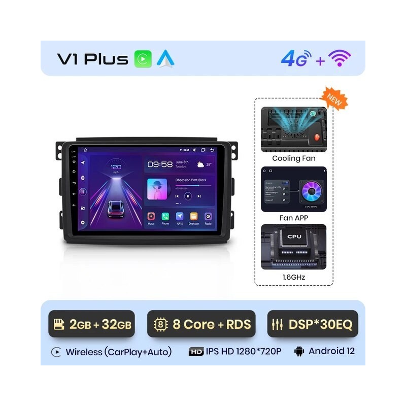 Radio Navegador Android para Smart Fortwo (2005 - 2010) Elección V1 ...